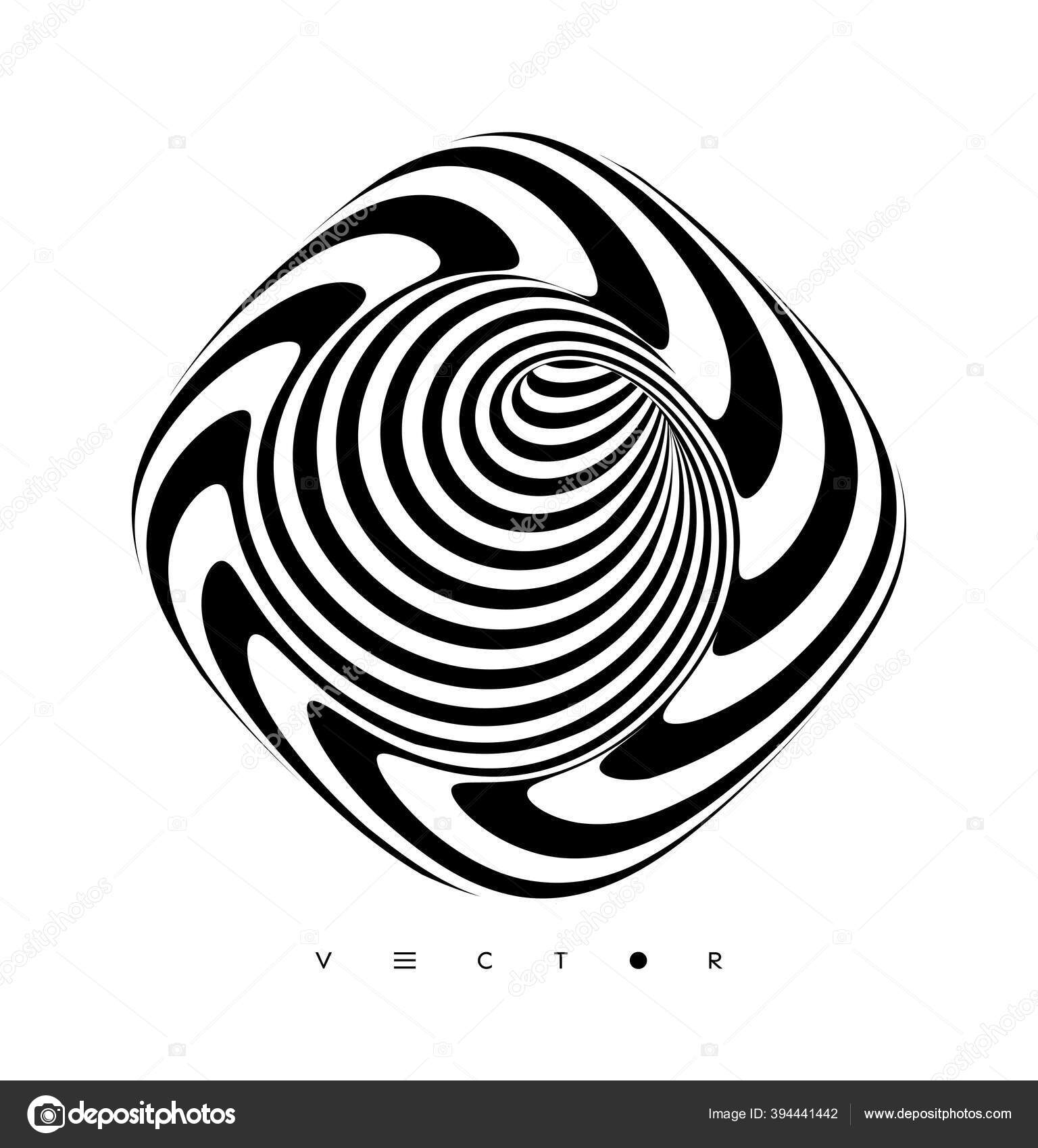 Abstract Black White Striped Figure Geometric Design Optical Art Vector ...