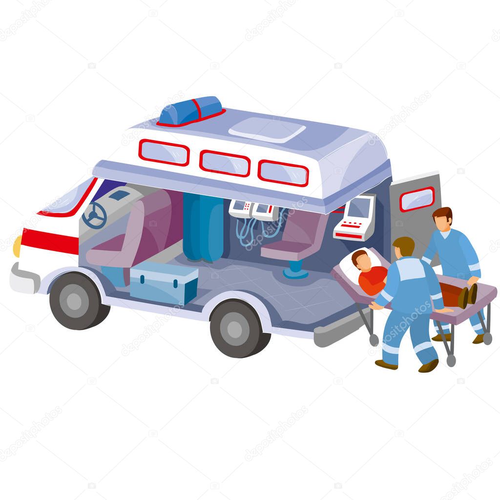 interior de una ambulancia junto con los paramédicos recoger a un ... interior de una ambulancia junto con los paramédicos recoger a un ...