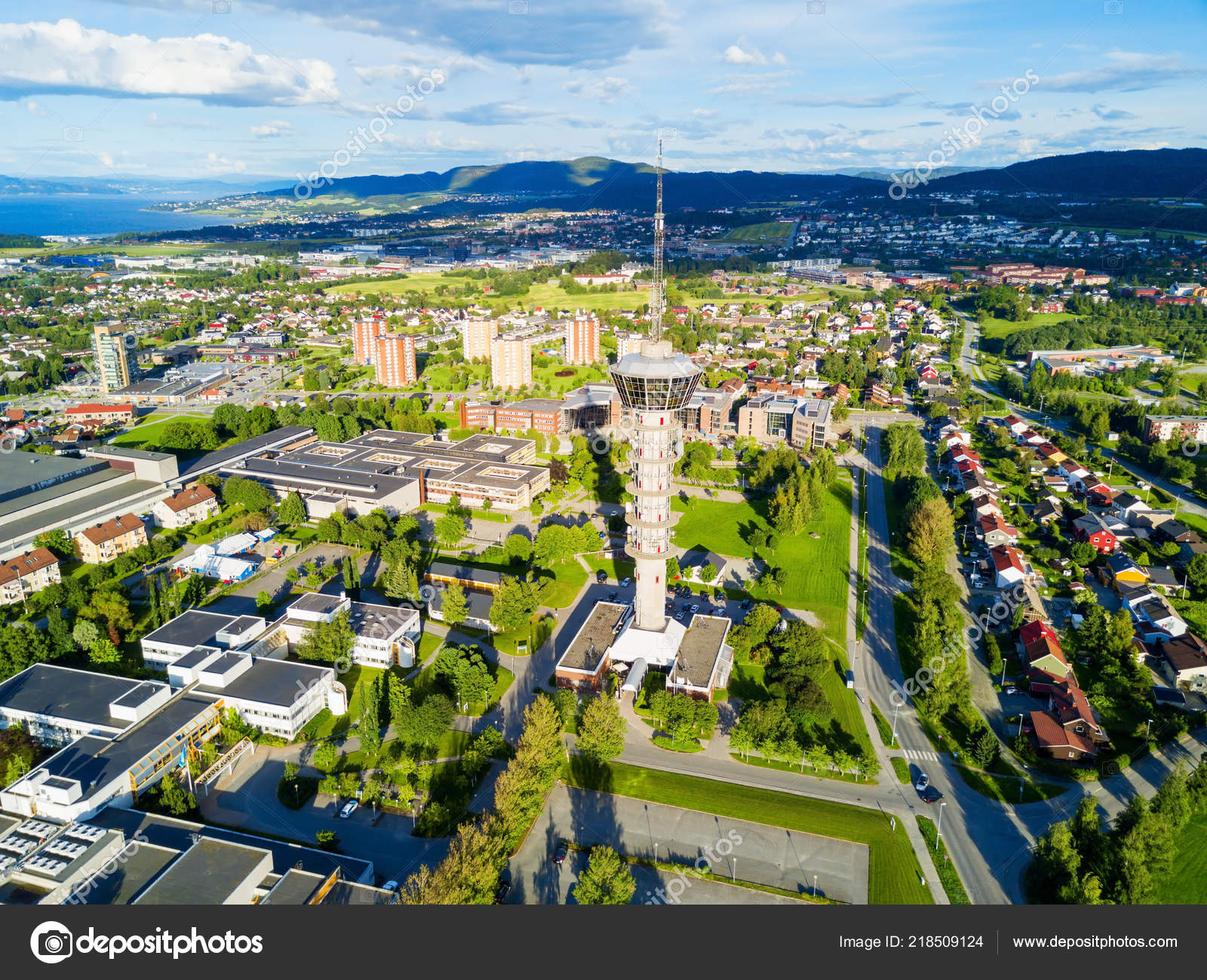 Tyholt Tower Aerial Panoramic View Trondheim Trondheim Third Most ...