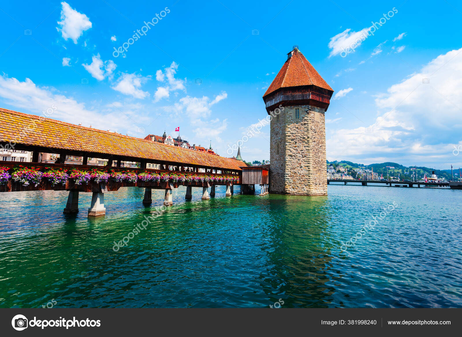 Kapellbrucke Chapel Bridge Wooden Footbridge Spanning Reuss River ...