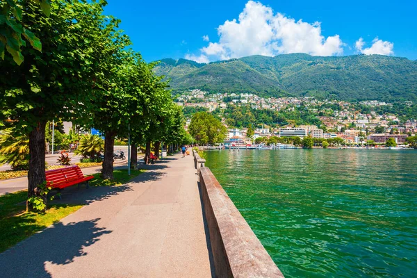 Waterfront Promenade Park Ascona Locarno Town Located Shore Lake ...