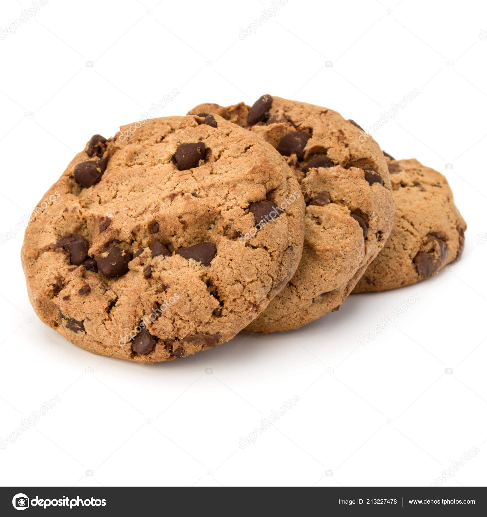 Tres galletas de chocolate aisladas sobre fondo blanco. Dulce — Foto de ...