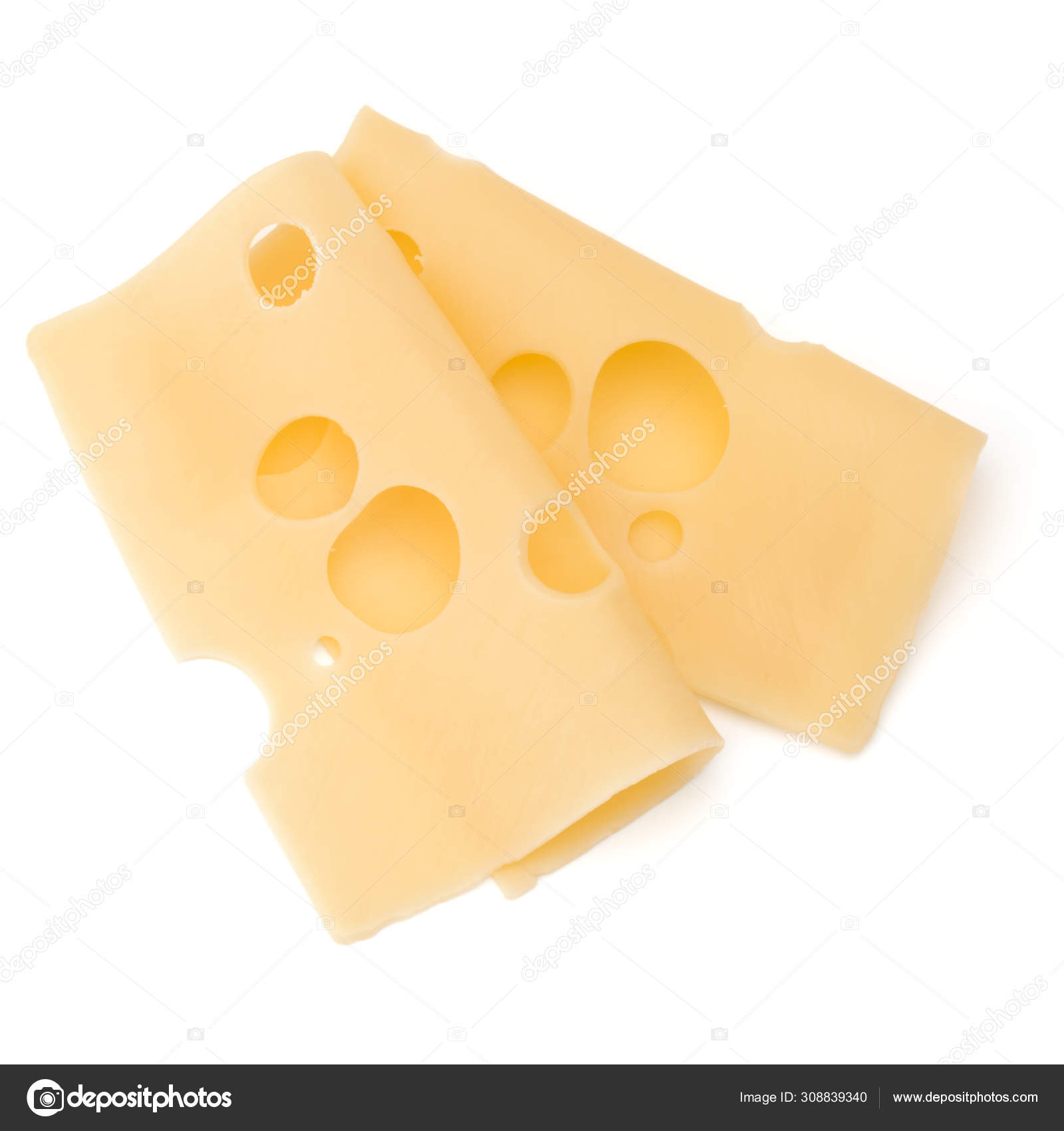 Deux tranches de fromage isolées sur fond blanc image libre de droit ...