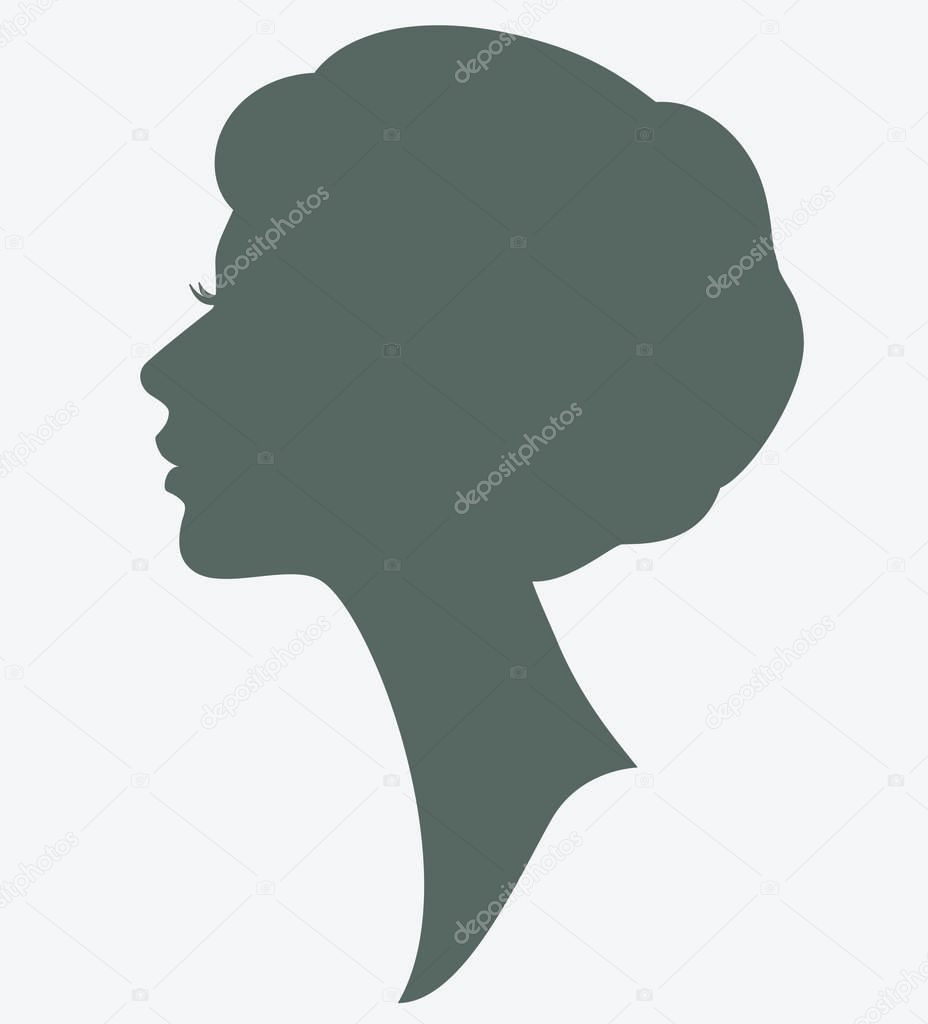 Silueta de cara de mujer con peinado elegante Vector de Stock de ©prezent 202454536