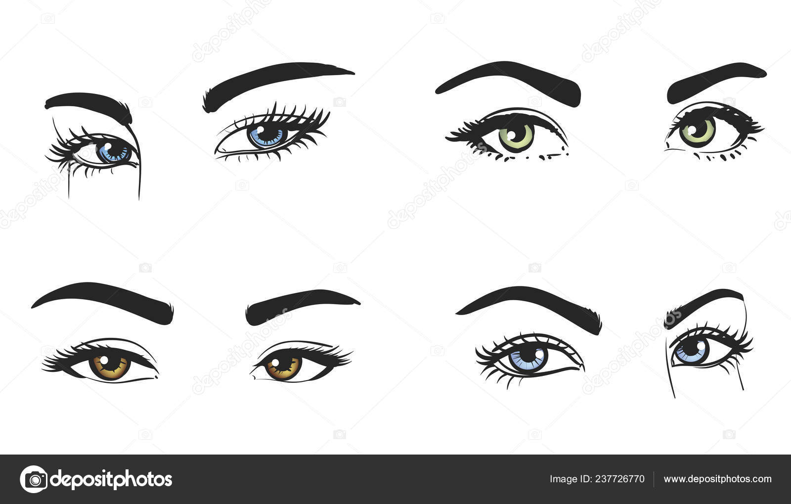Female Eyes Different Lenses Colors Set Lovely Girl Eyes Friendly Stock Vector Image By ©prezent