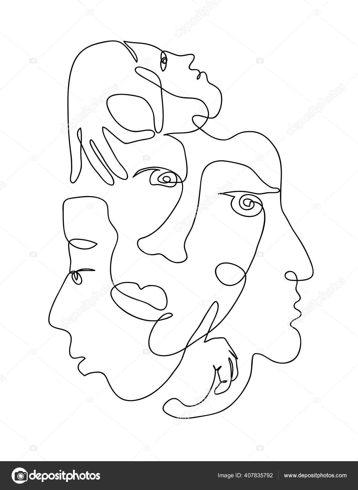 Continuous line art. People portrets Stock Vector Image by ©prezent ...