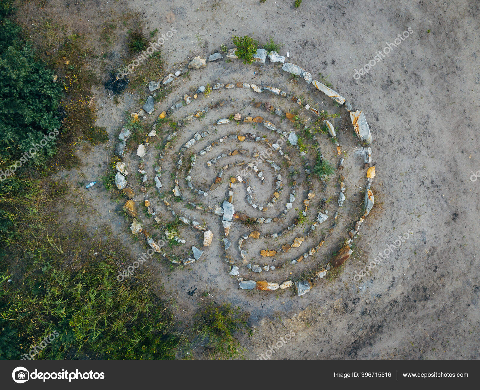Spiral Labyrinth Made Stones Top View Drone Stock Photo by ©mulderphoto ...