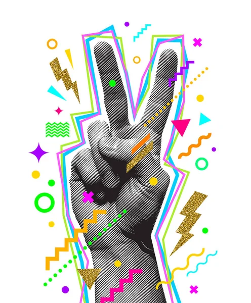 Colorful Peace Hand Sign