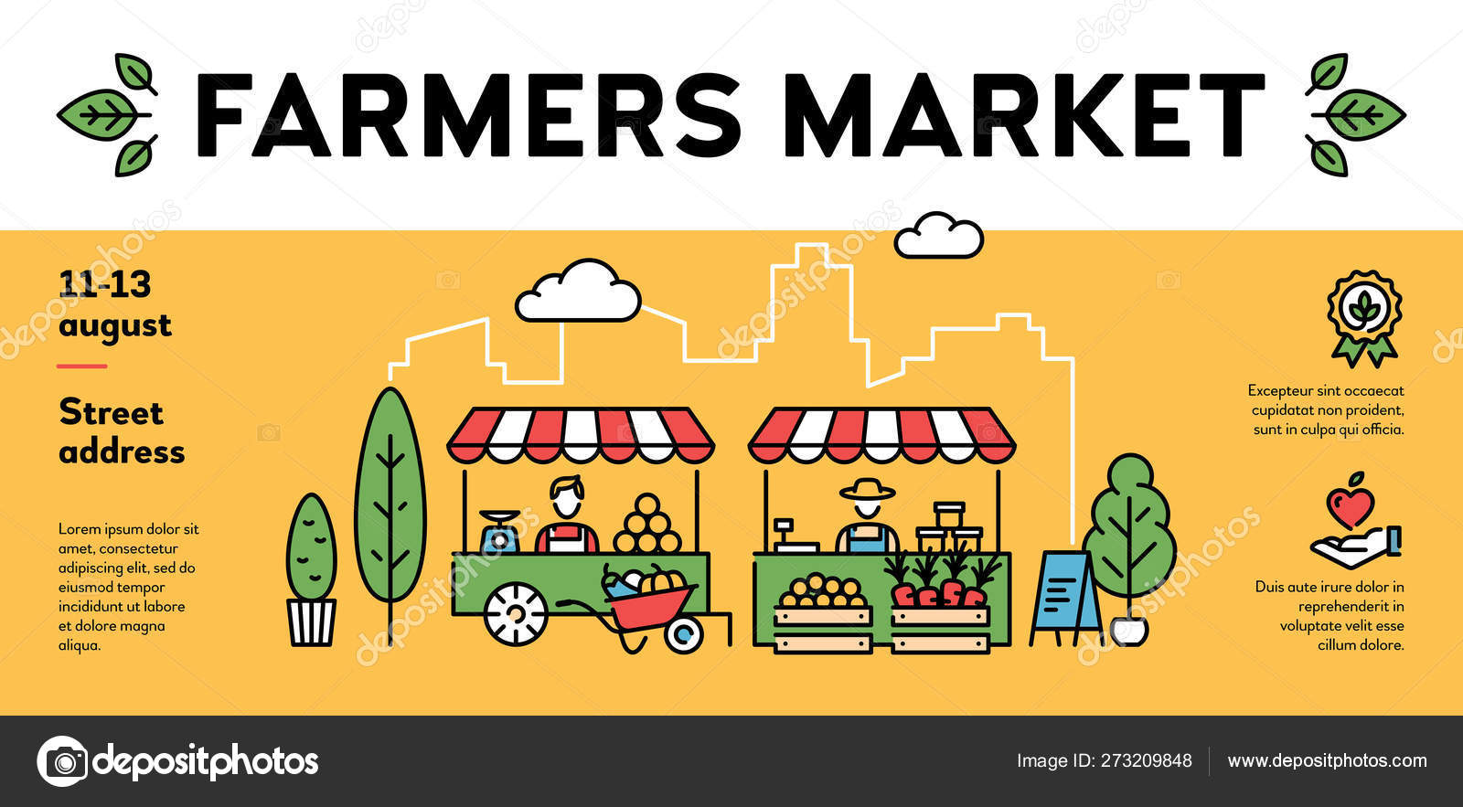 Vector Farmers Market Event Poster — Stock Vector © sokolfly #273209848