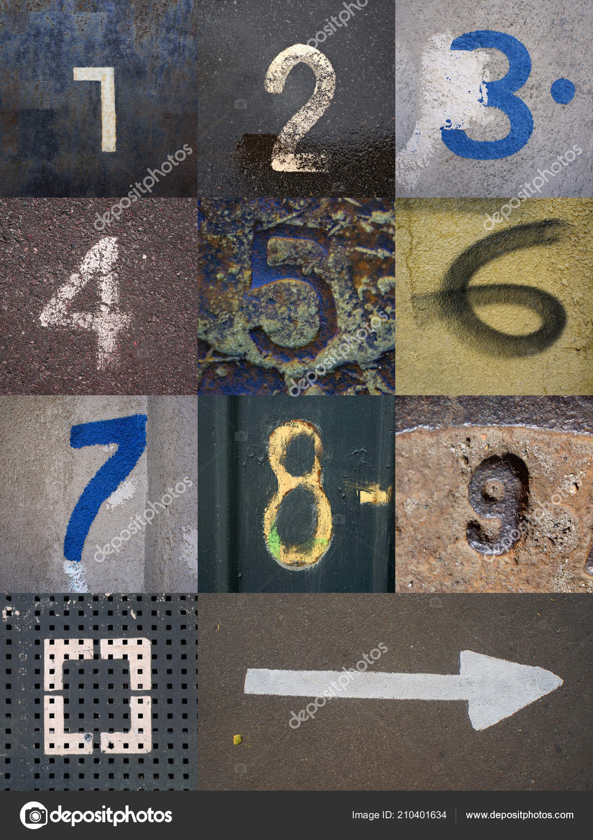 Composition Numbers Arrow Numbers Written Different Surfaces Metal ...