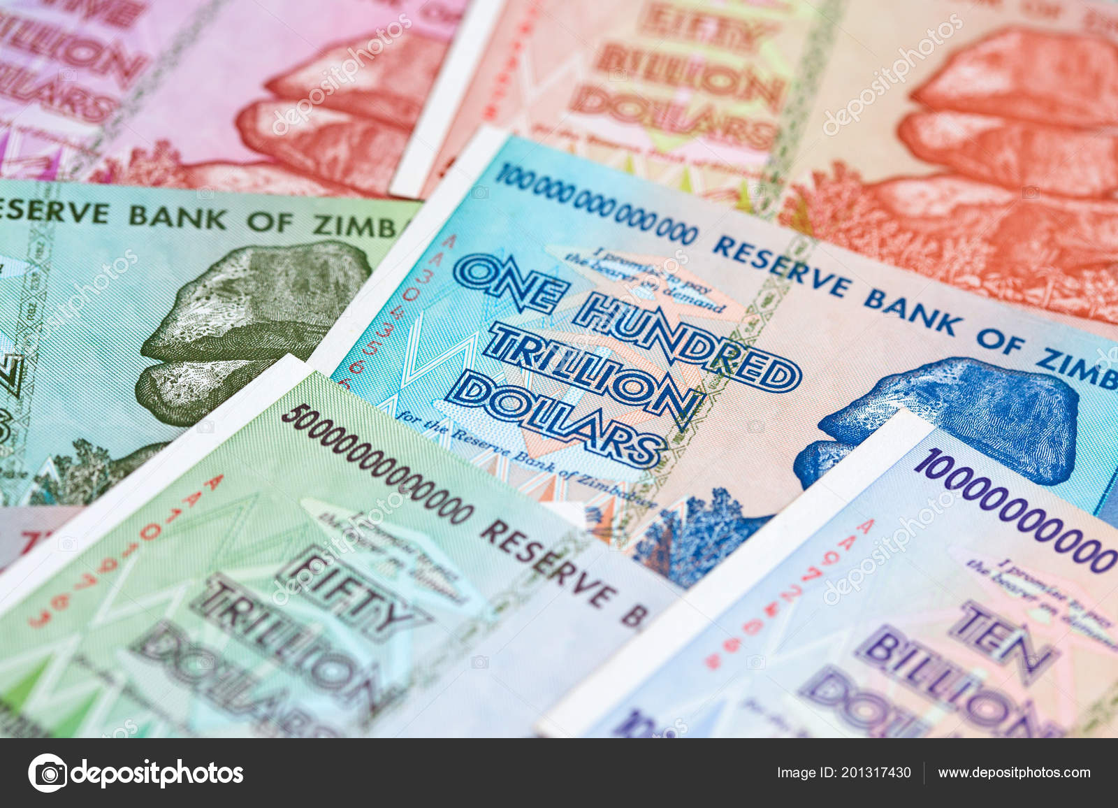 Collection Banknotes Zimbabwe Hyperinflation Close Stock Photo by ...