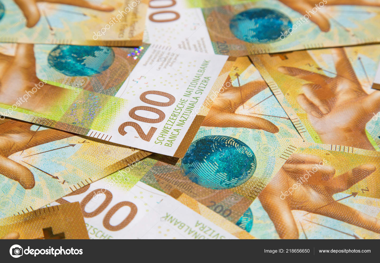 Collection Barnd New Swiss 200 Franks Banknotes Issued 2018 Stock Photo ...