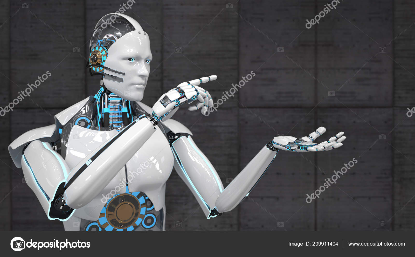 White Robot Clicks Something — Stock Photo © limbi007 #209911404