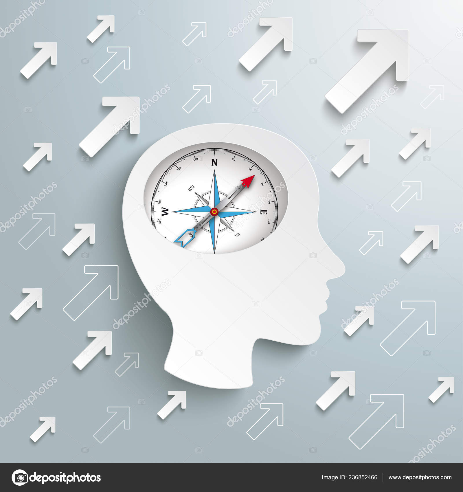 Human Head Compass Head Grey Background Stock Vector Image by ©limbi007 ...