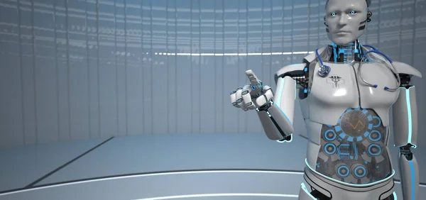 Humanoid Robot Medical Assistant Stethoscope Illustration Stock Photo ...
