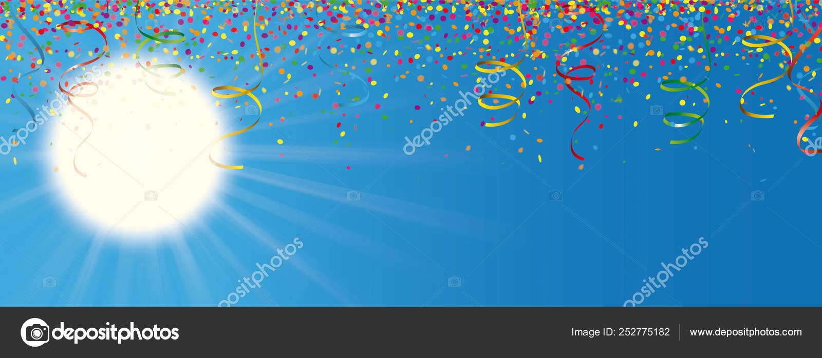 Blue Sky Sun Colored Confetti Ribbons Header Stock Vector Image by ...