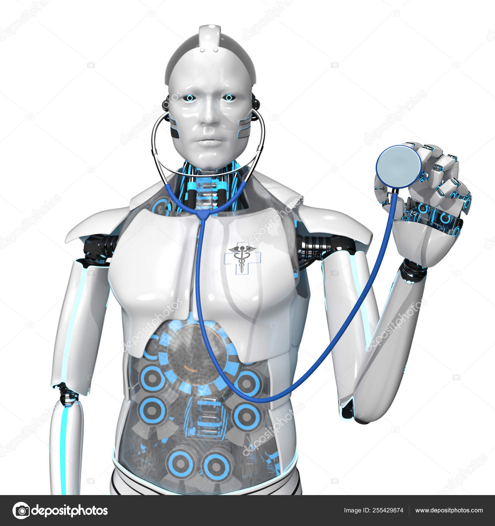 Humanoid Robot Medical Assistant Stethoscope Illustration Stock Photo by ©limbi007 255429874