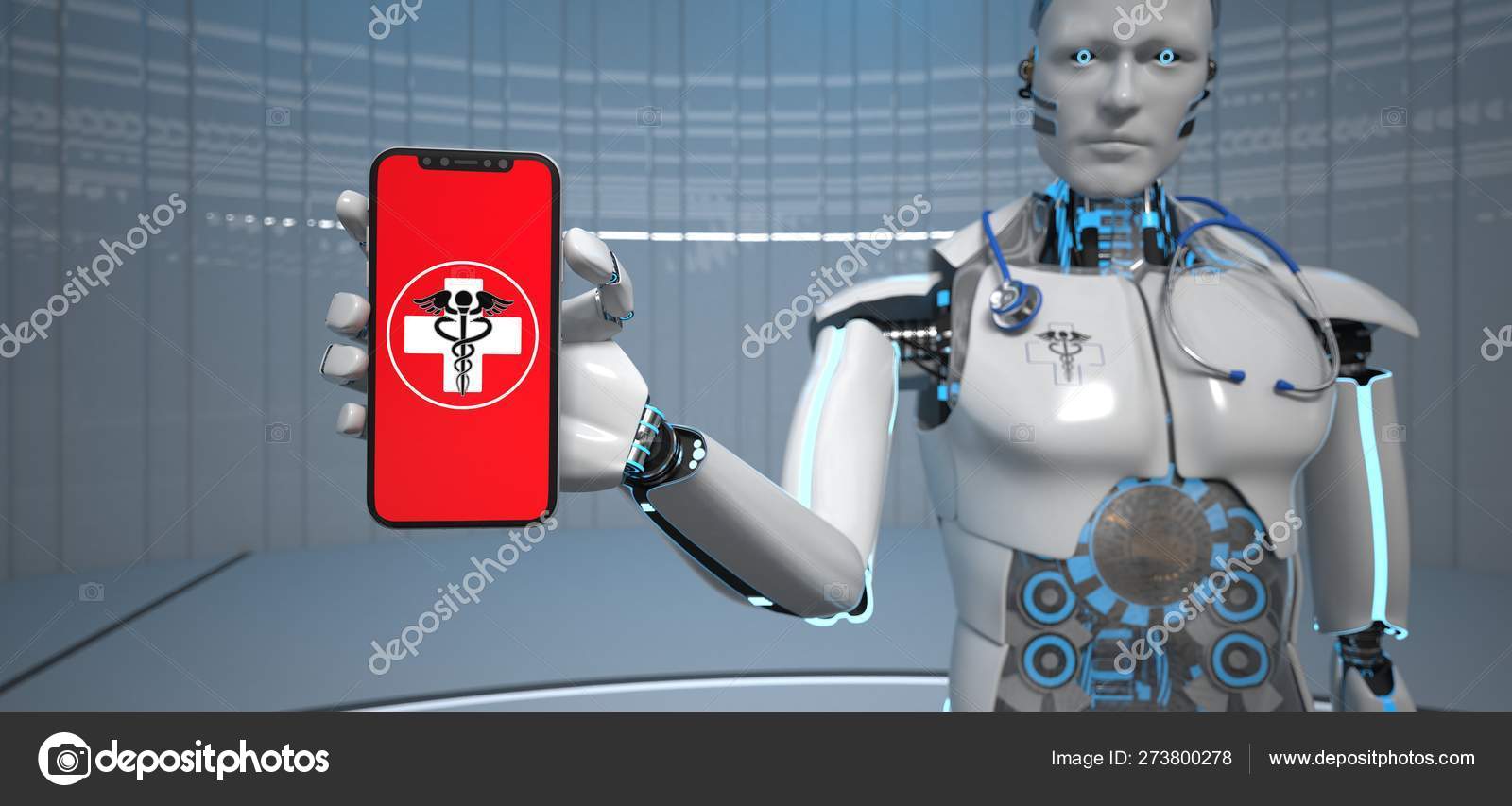 Humanoid Robot Medical Assistant Smarthone Stock Photo by ©limbi007 ...