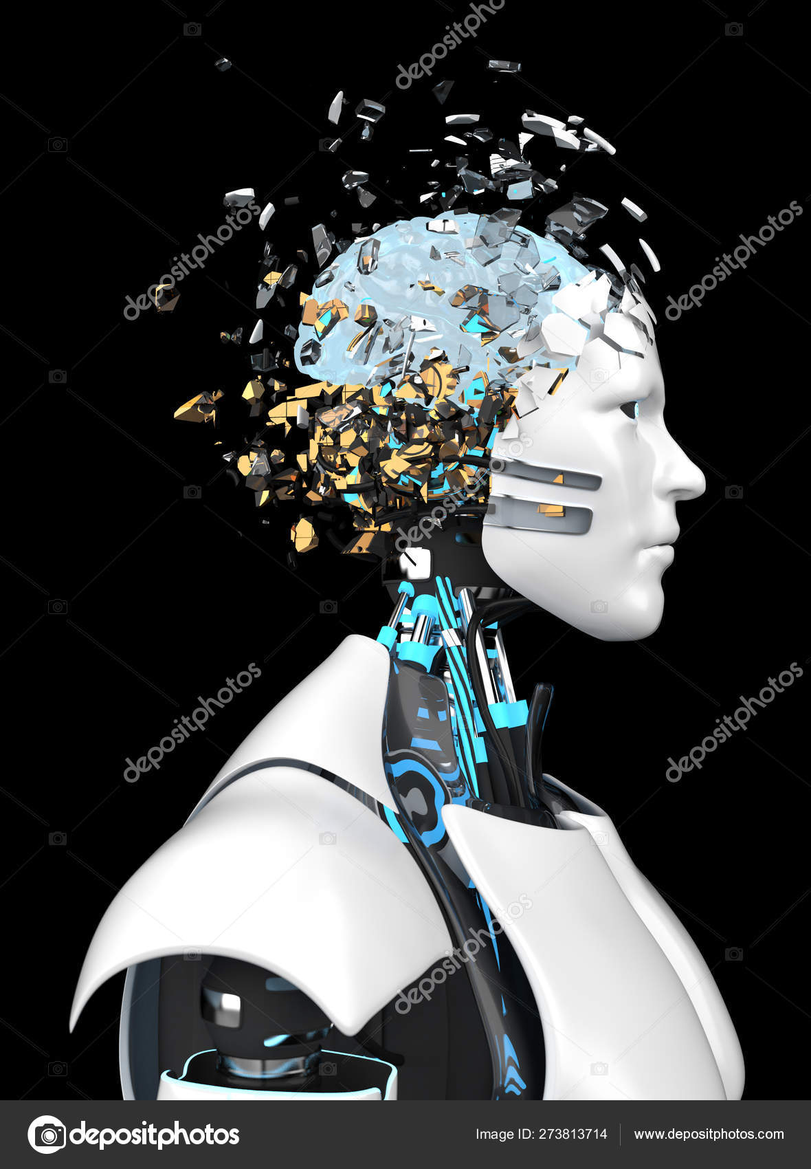 Humanoid Robot cabeza fracturada cerebro — Foto de stock #273813714 ...
