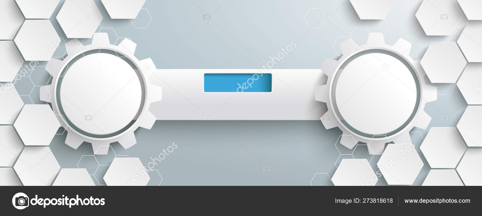 White Hexagon Structure 2 Gears Tab Header Stock Vector Image by ...