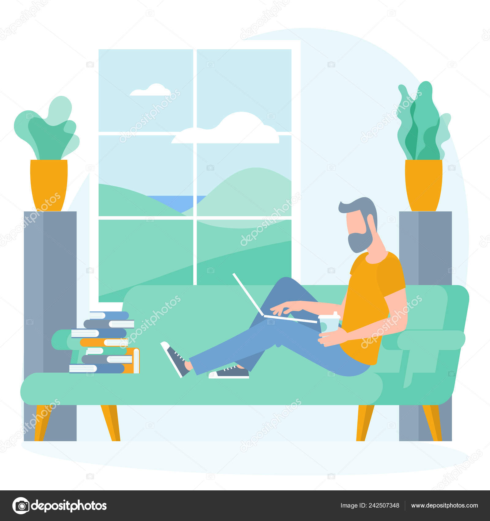 The best place for remote work. Stock Vector Image by ©mustahtar #242507348