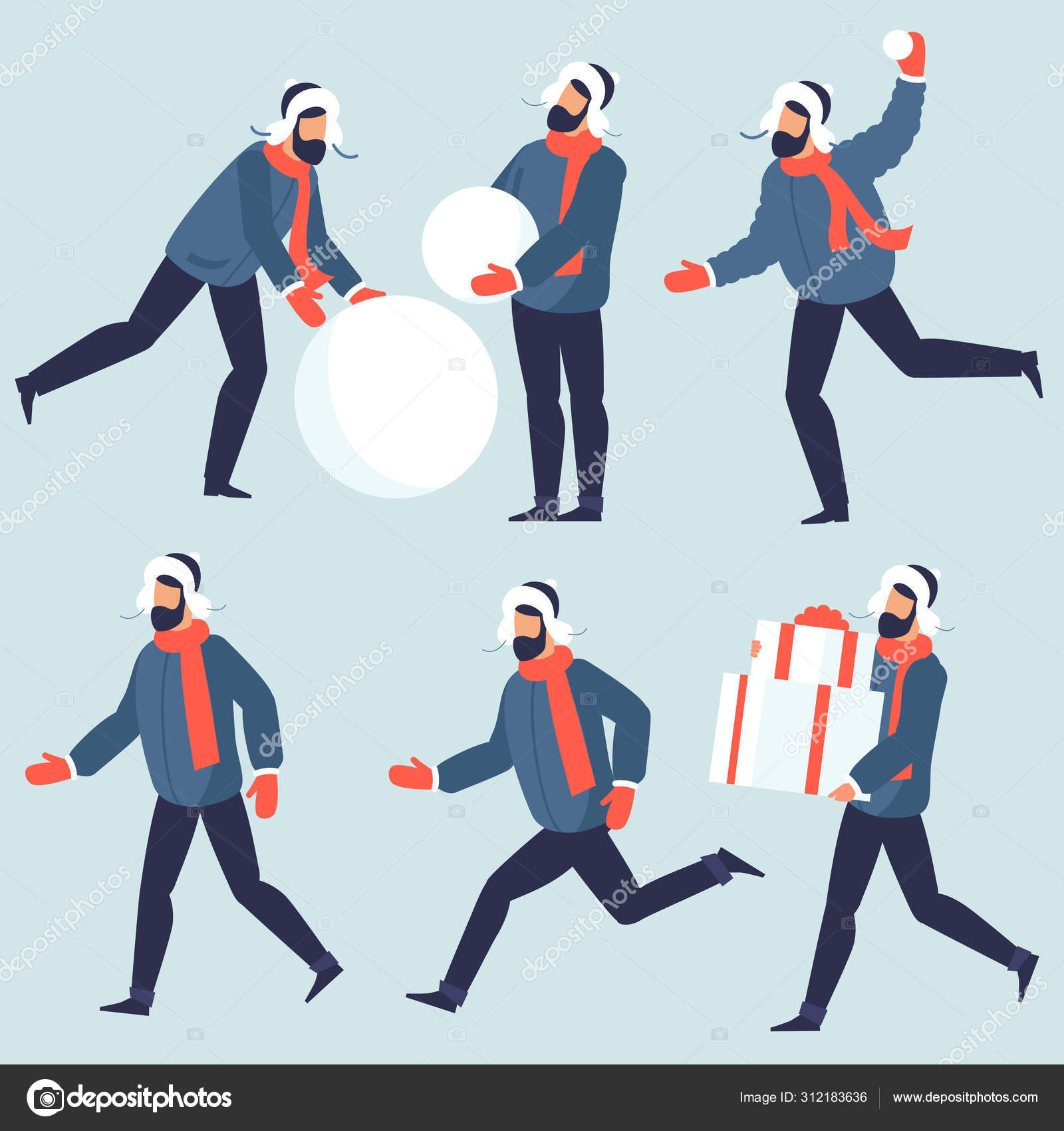 Set of winter people characters snd activities Stock Vector Image by ...