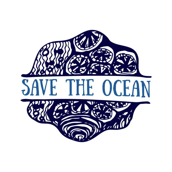 Detailed hand drawn logo. World oceans day, Deep blue ocean Stock ...
