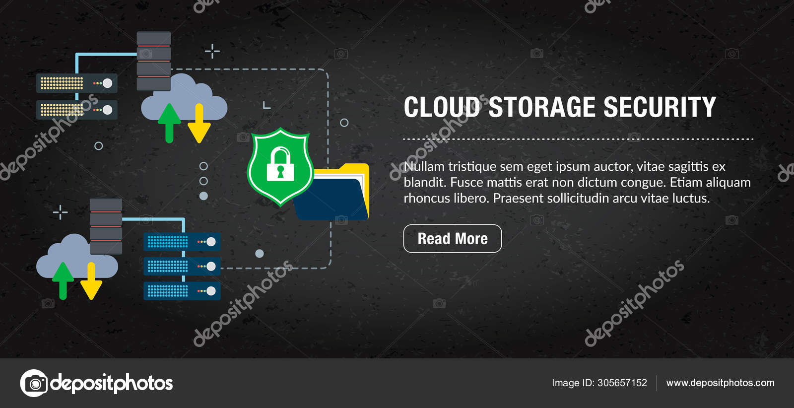 Cloud storage security concept banner for internet. Stock Vector Image ...