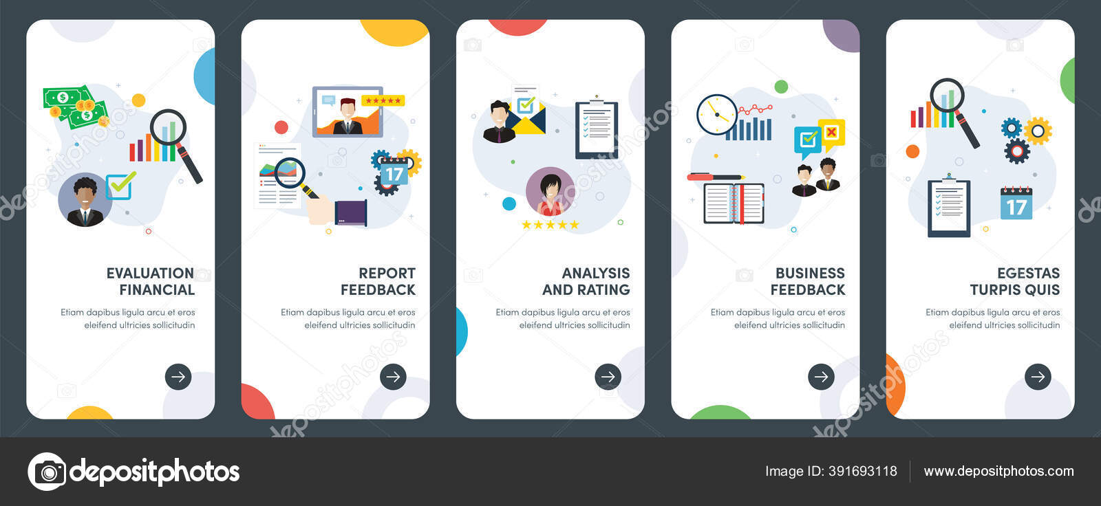 Set Concept Flat Design Icons Evaluation Financial Feedback Report ...