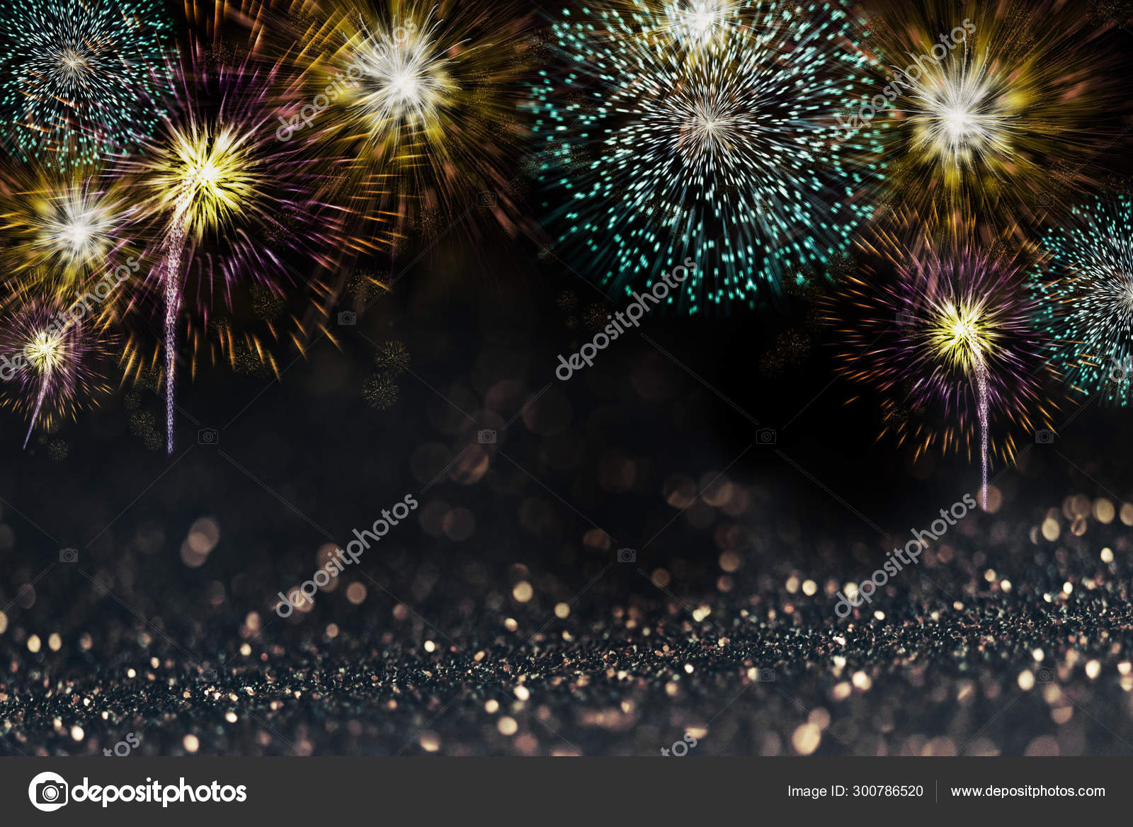 Abstract sparkling fireworks design background for new year part ...