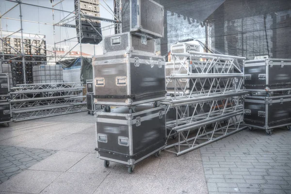 Preparing Stage Concert Open Air — Stock Photo © Lindrik #214666278