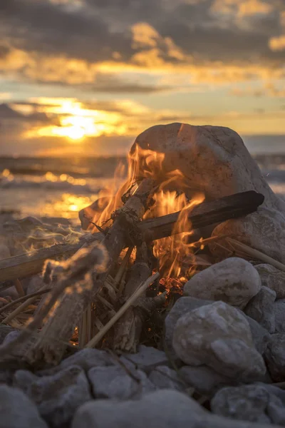 Fire at sea — Stock Photo © Lindrik #92931856