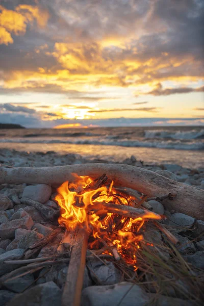 Fire at sea — Stock Photo © Lindrik #92931856