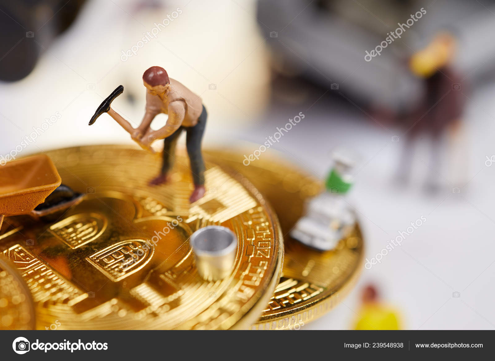 Little Miner Digging Graphic Card Golden Coin Bitcoin Mining Crypto ...