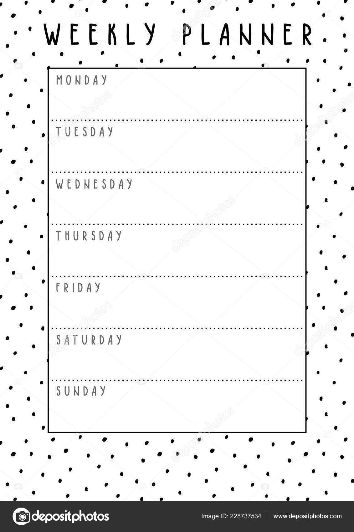 Printable Week Schedule Hand Drawn Elements Ready Use — Stock Vector ...