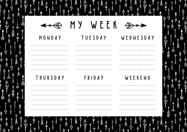 Printable Week Schedule Hand Drawn Elements Ready Use — Stock Vector ...