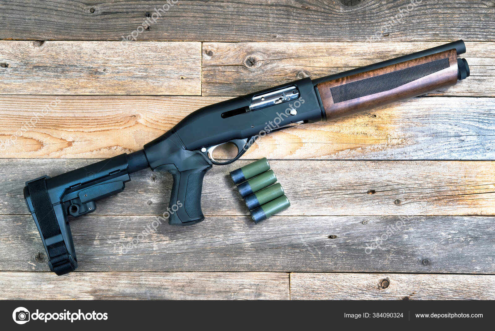 Home Security Gauge Short Barrel Semi Auto Firearm Shotgun Stock Photo ...