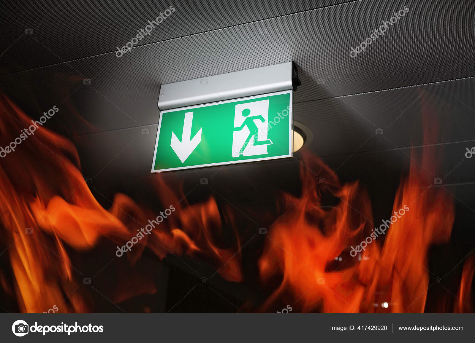 Emergency Exit Workplace Fire Smoke — Stock Photo © ambrozinio #417429920