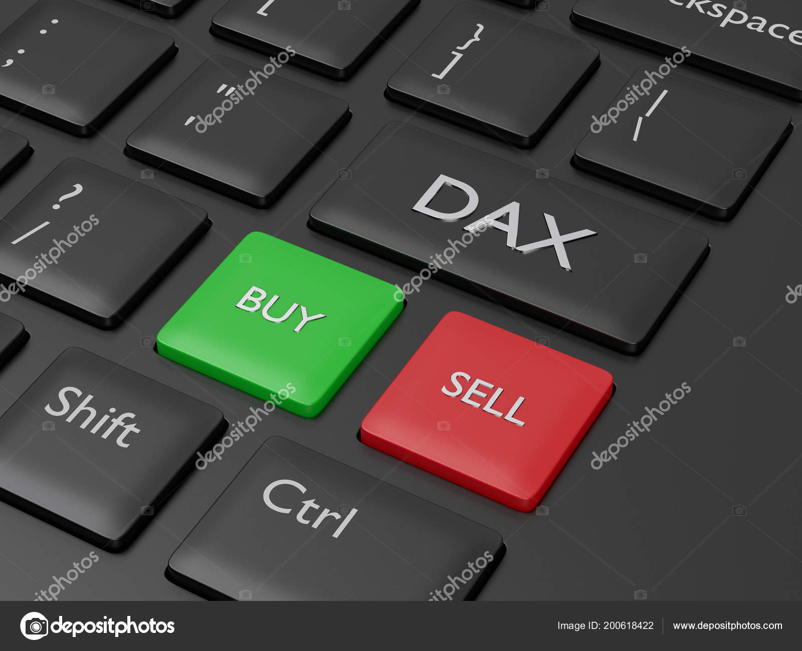 Render Closeup Computer Keyboard Dax Index Button Stock Market Indexes ...