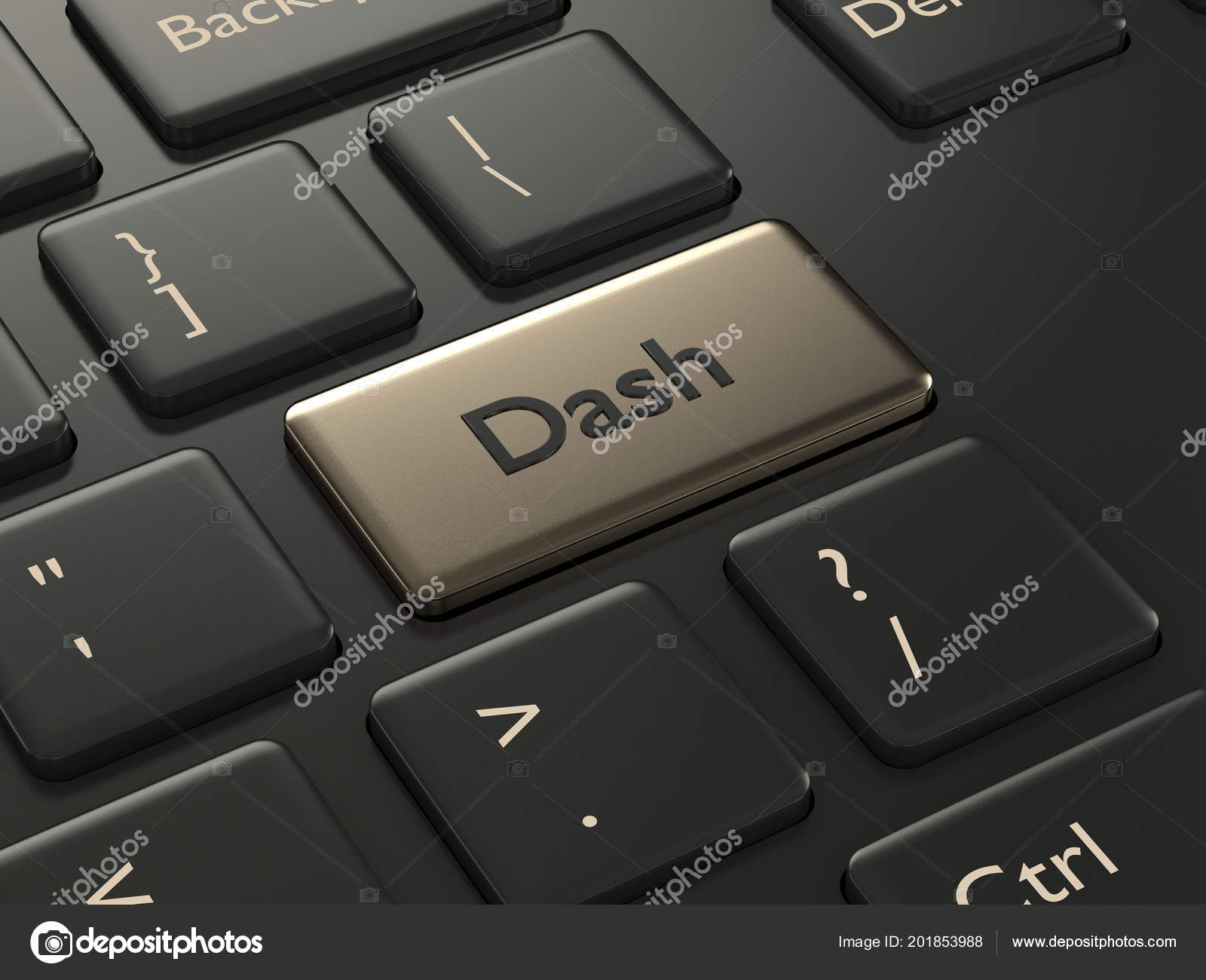 Render Computer Keyboard Dash Button Cryptocurrencies Concept Stock