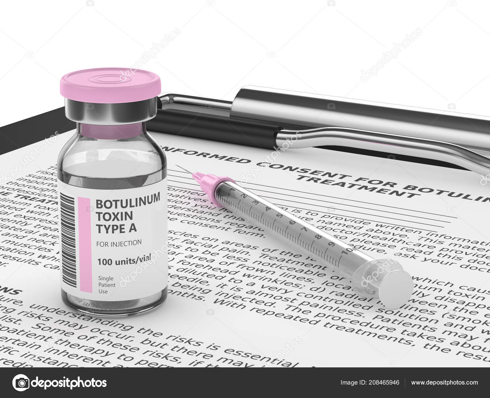 Render Botulinum Toxin Type Vial Syringe Aesthetic Medicine Concept ...