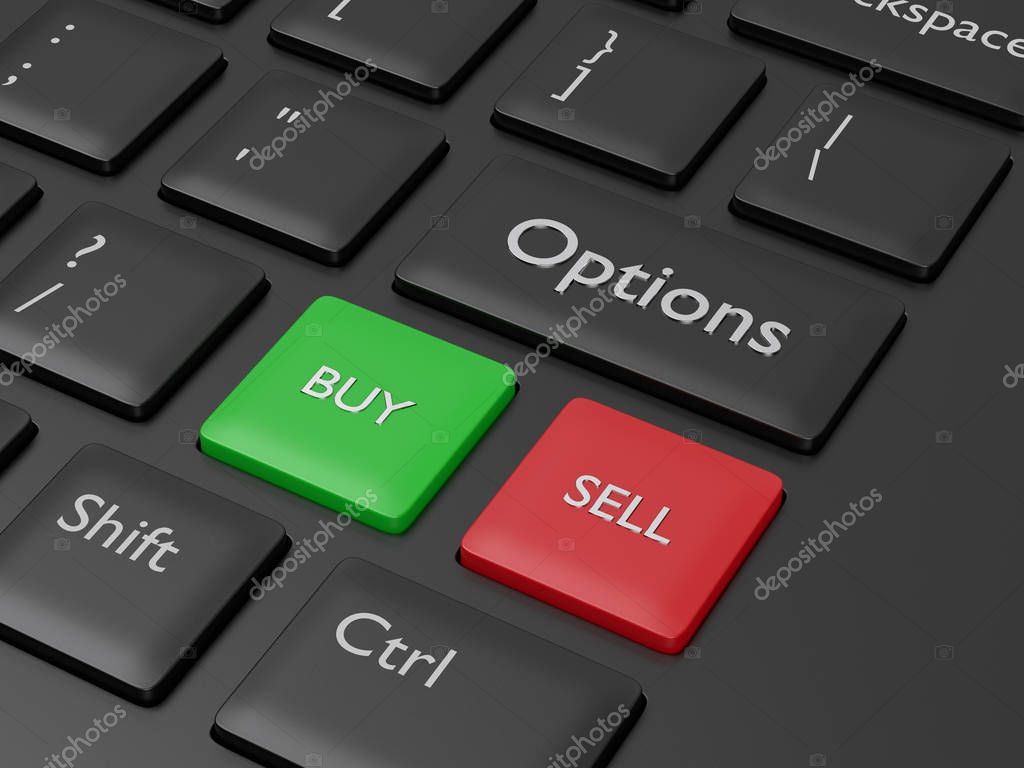 3D renderizado de teclado con botón de opciones. El concepto de ...