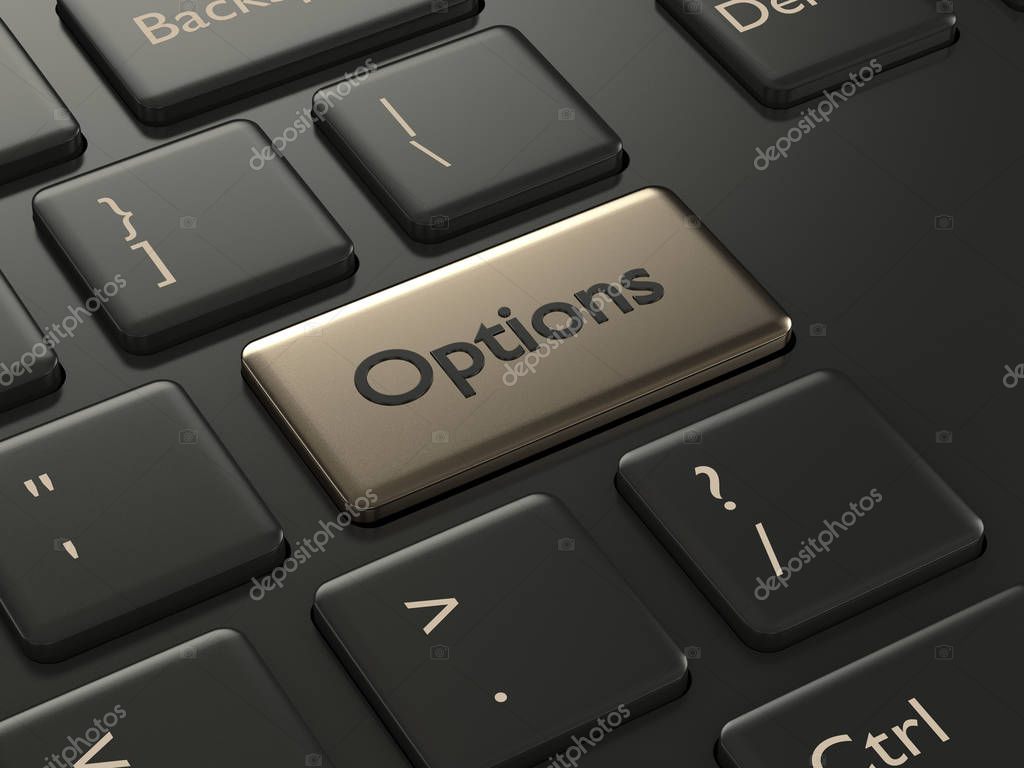 3D renderizado de teclado con botón de opciones. El concepto de ...
