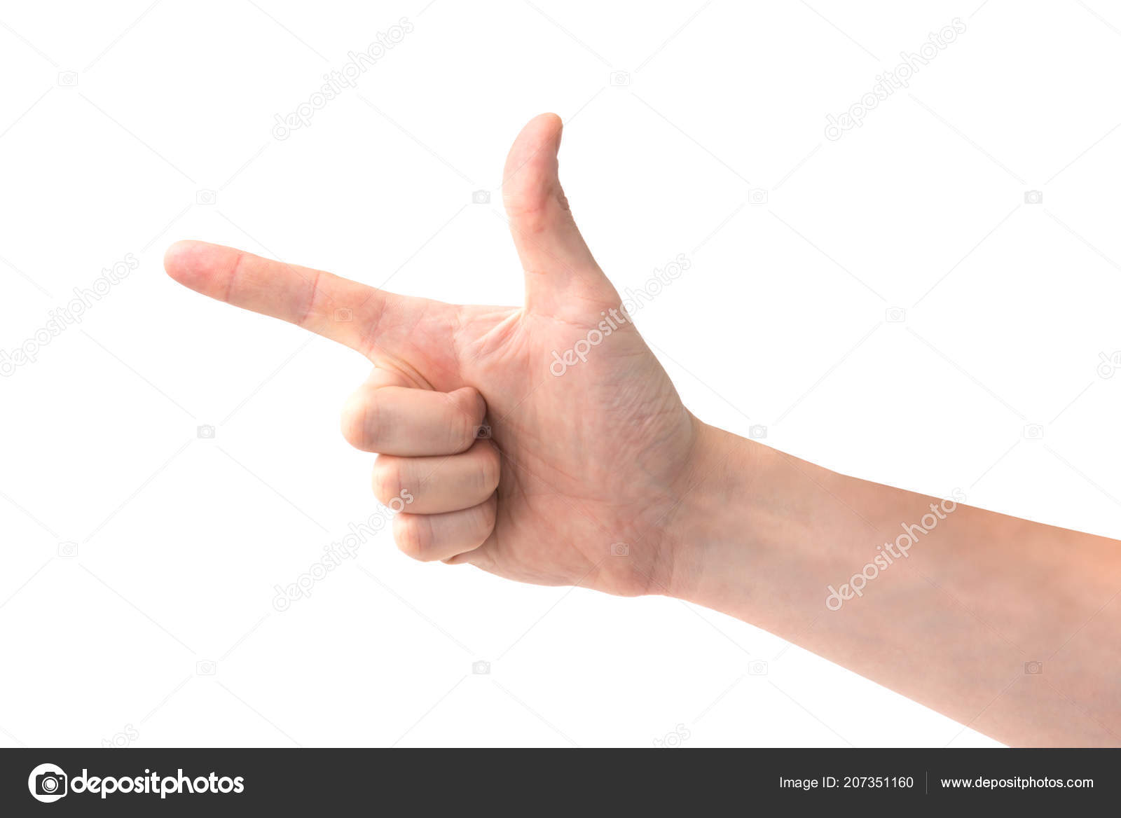 Female Hand Finger Pointing Left Isolated White Background Stock Photo ...