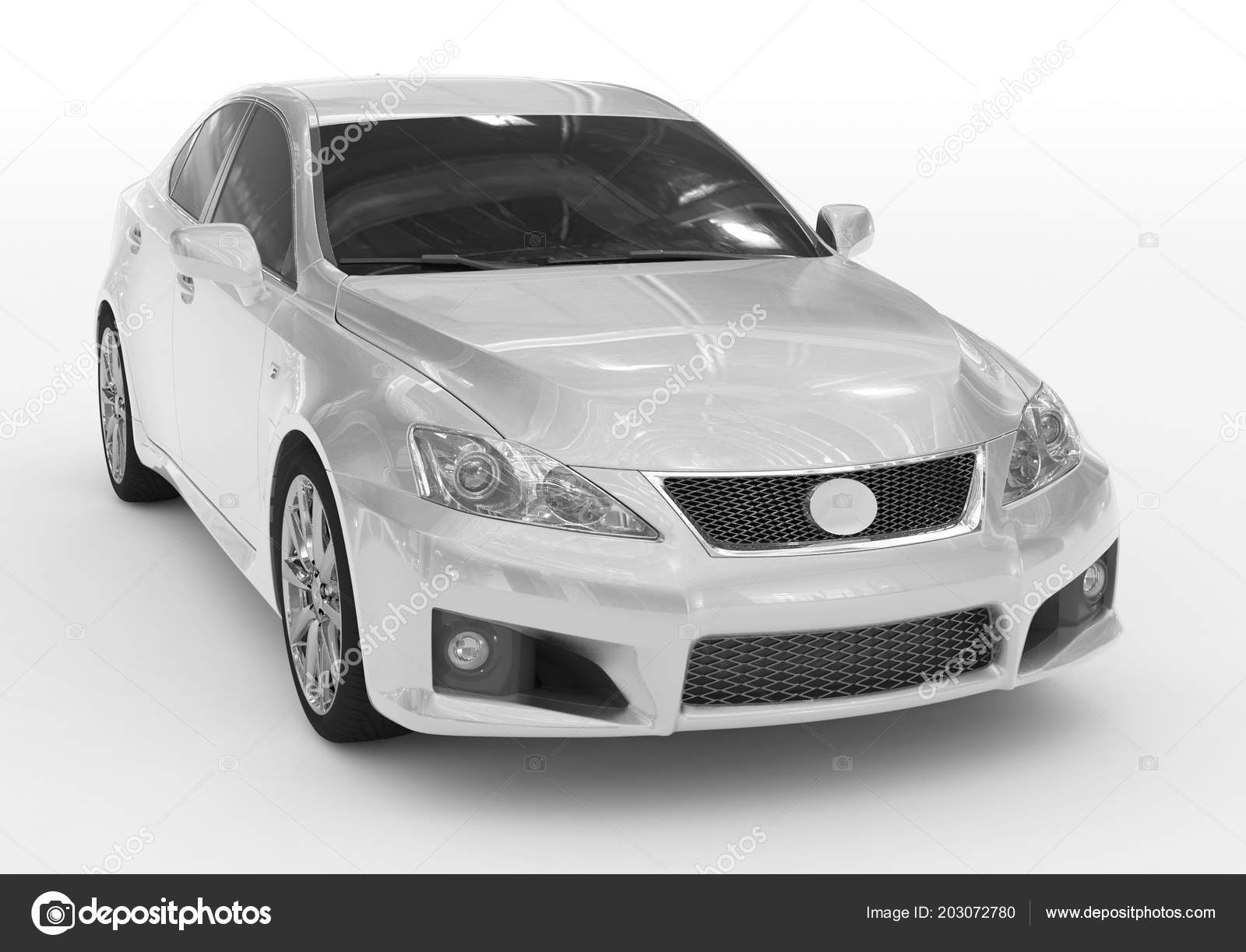 Car Isolated White White Paint Tinted Glass Front Right Side – Stock ...
