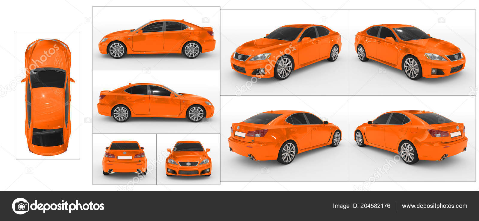 Car Isolated White Orange Paint Tinted Glass Collection All ...