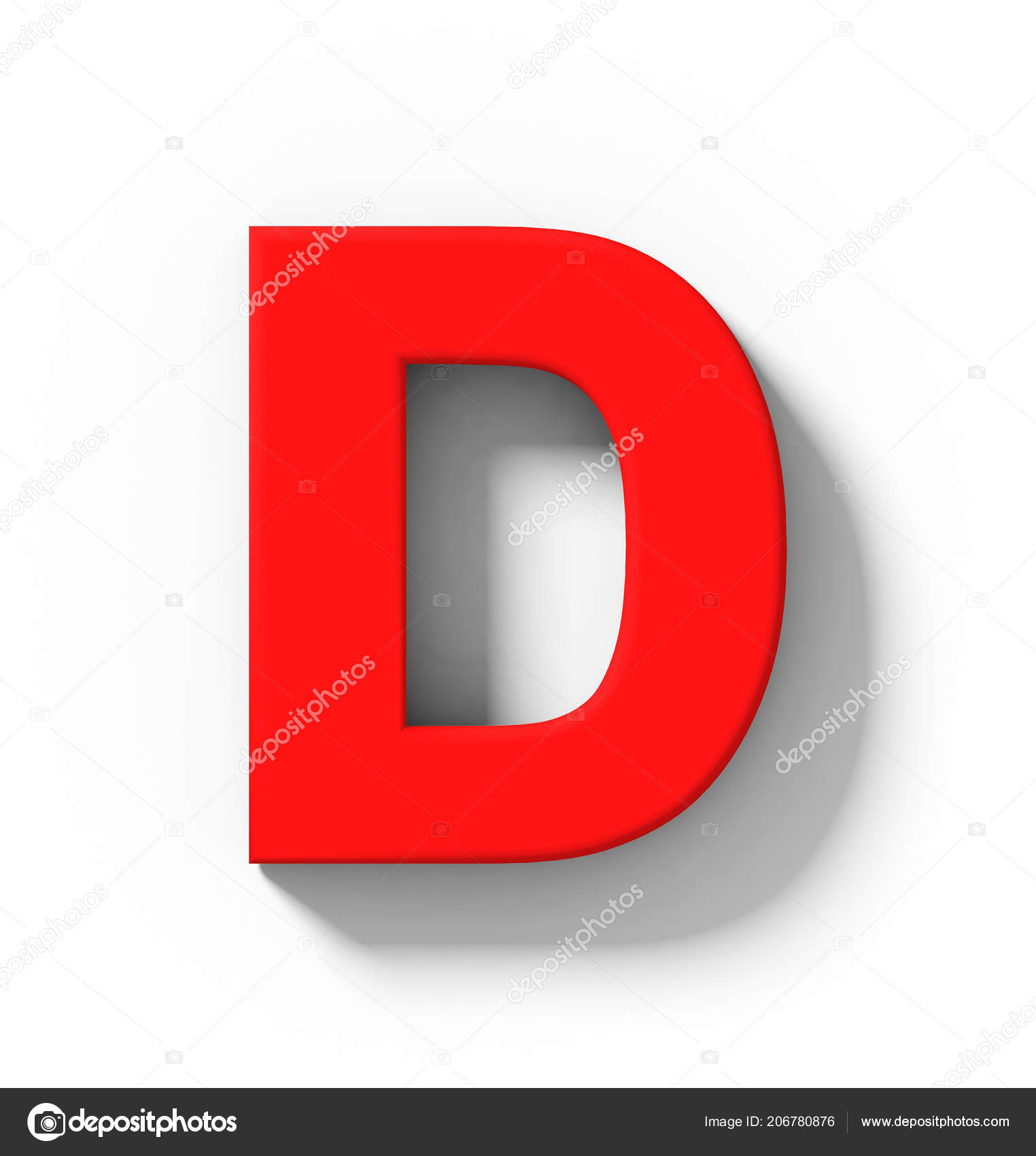 Letra Rojo Aislado Blanco Con Sombra Proyección Ortogonal ...