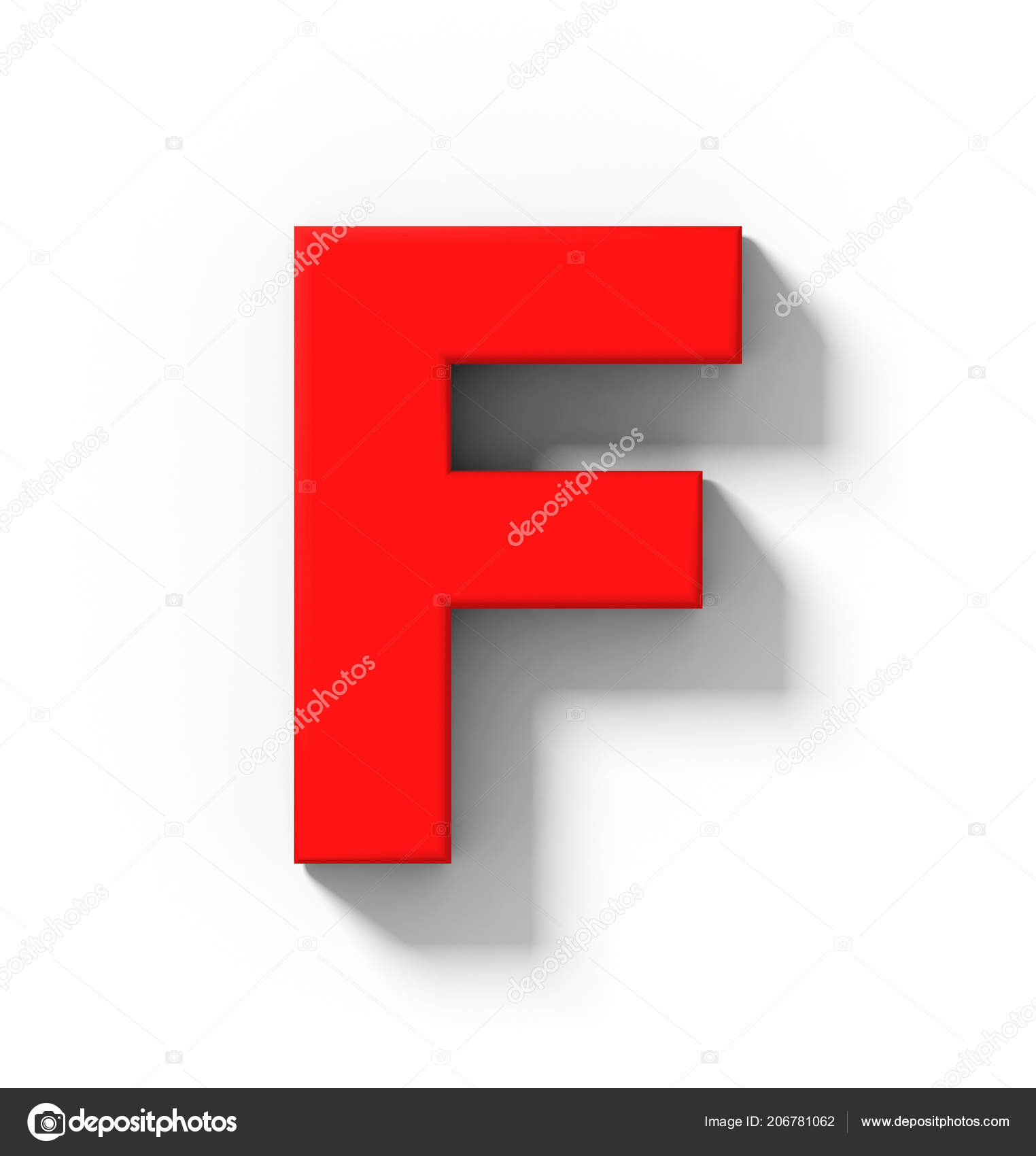 Letter Red Isolated White Shadow Orthogonal Projection Rendering ...