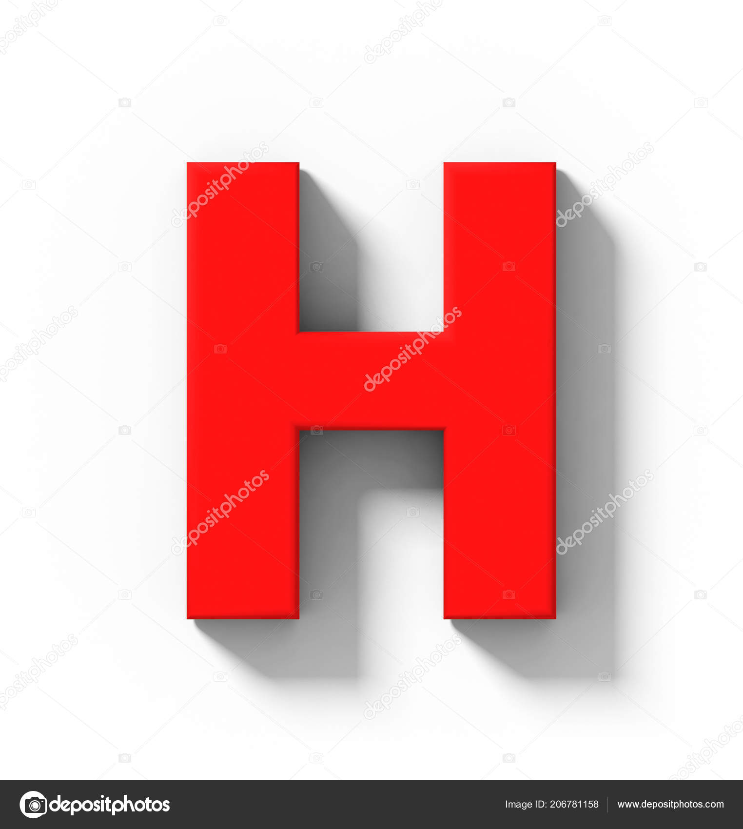 Letra Rojo Aislado Blanco Con Sombra Proyección Ortogonal ...