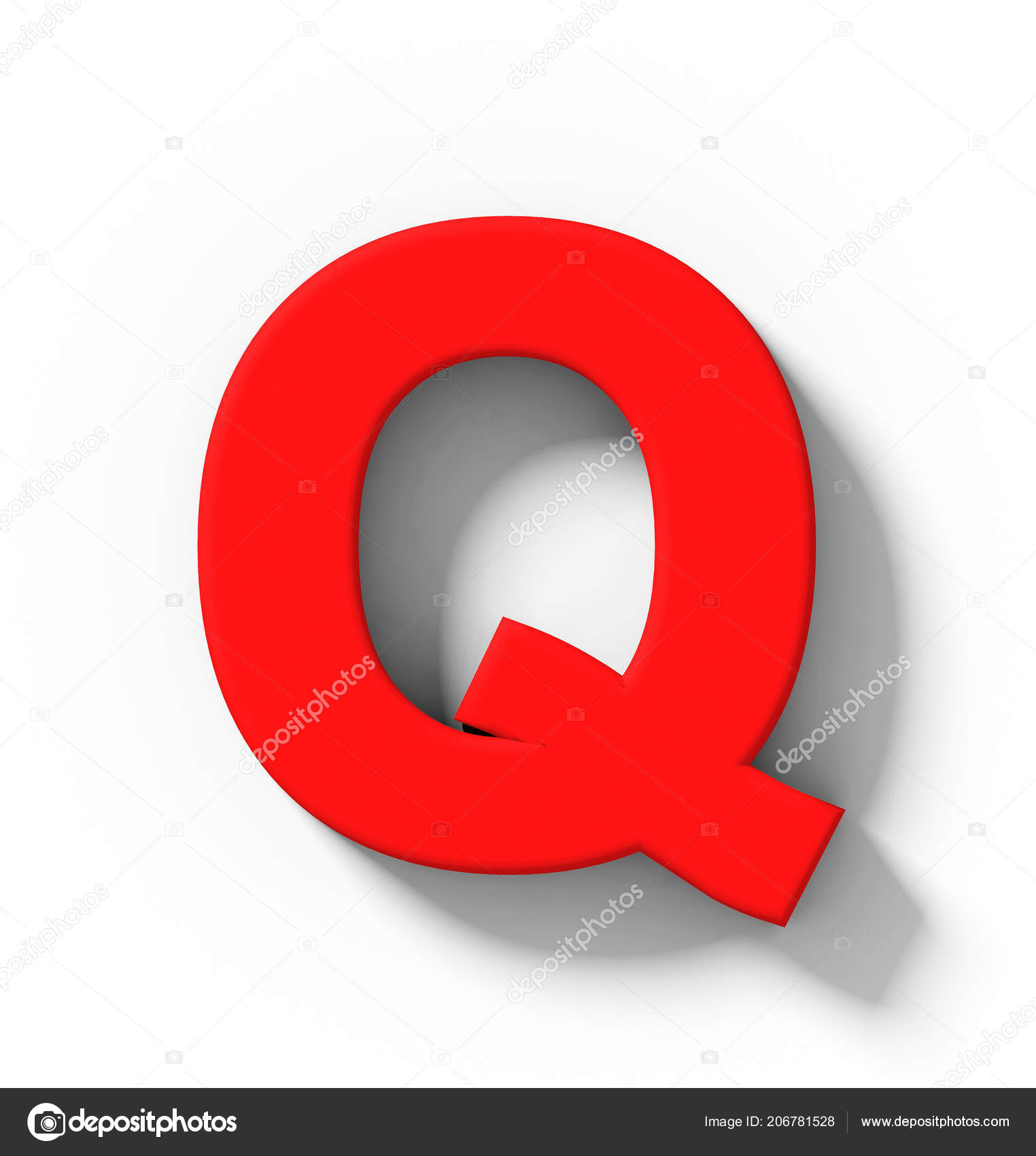 Letter Red Isolated White Shadow Orthogonal Projection Rendering Stock ...